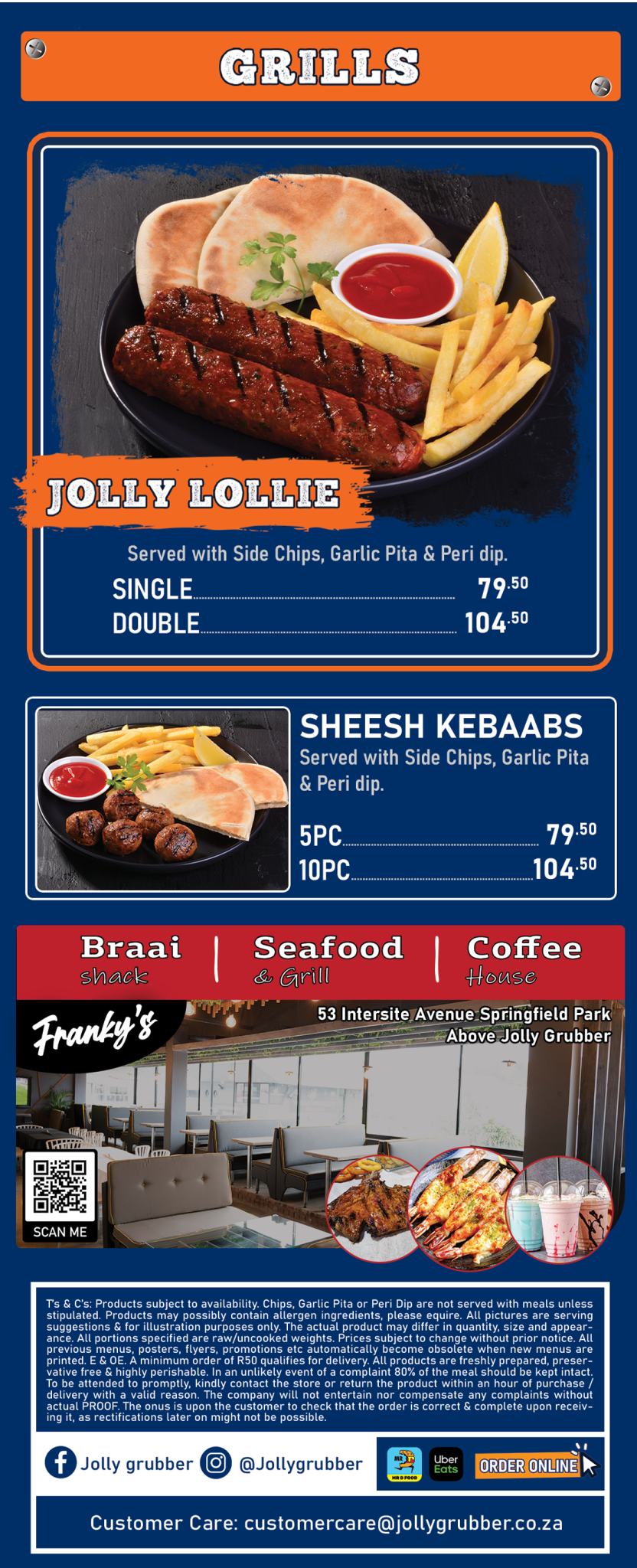 Jolly Sparks Menu - Jolly Grubber
