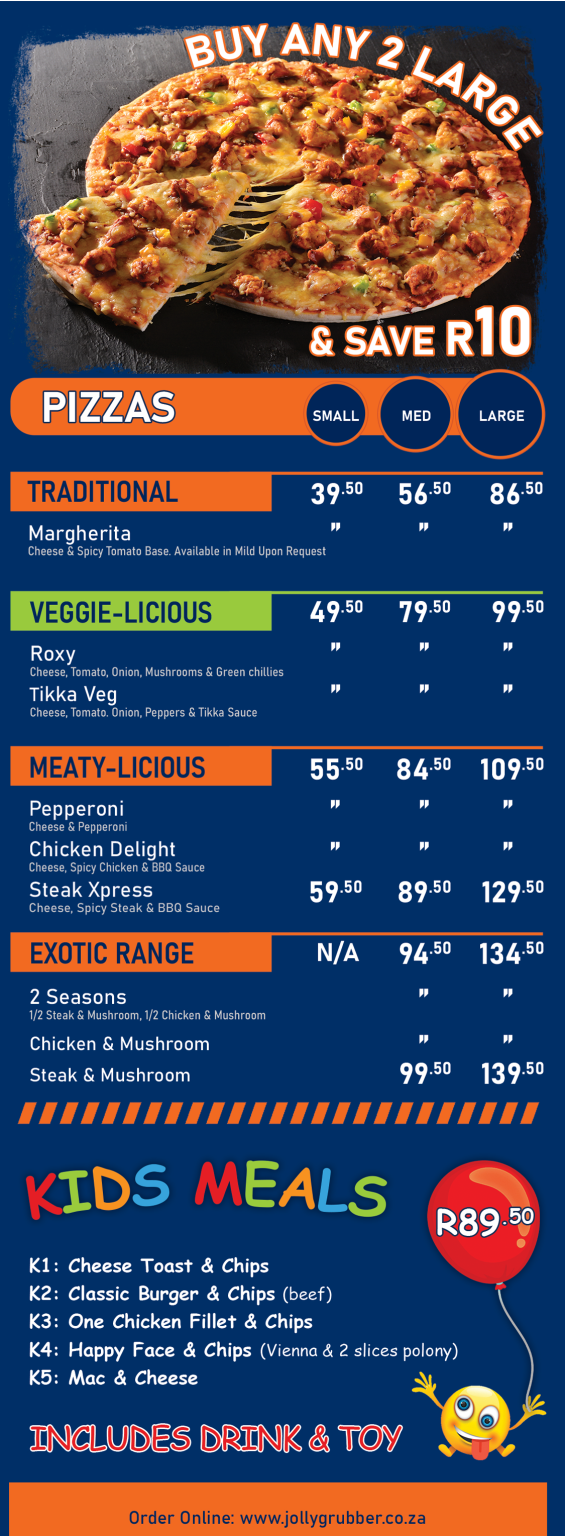Jolly Sparks Menu - Jolly Grubber